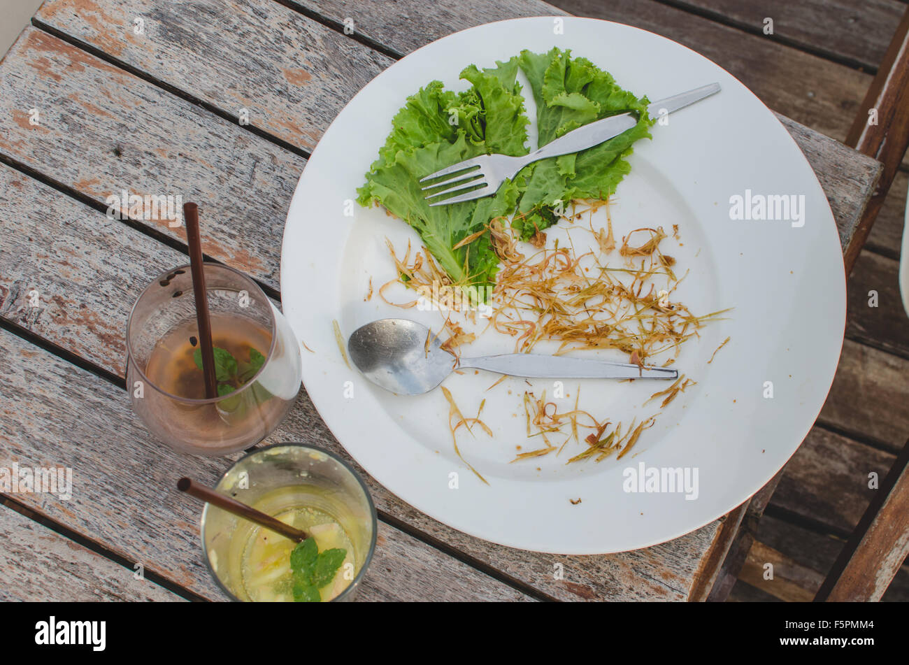 Empty dish after food on the table Stock Photo - Alamy