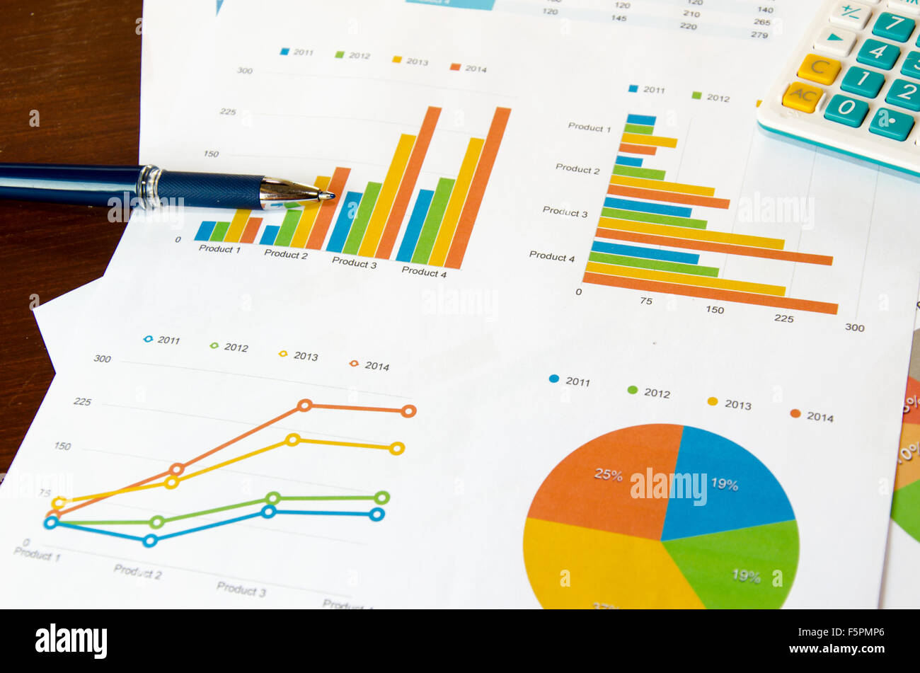 Financial graphs analysis and pen Stock Photo - Alamy