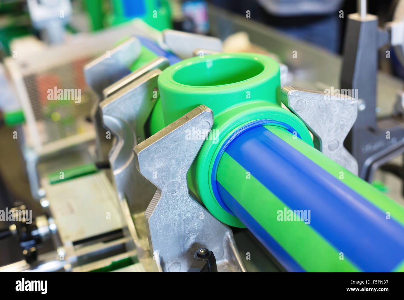Assembly line of pipelines at workroom Stock Photo - Alamy