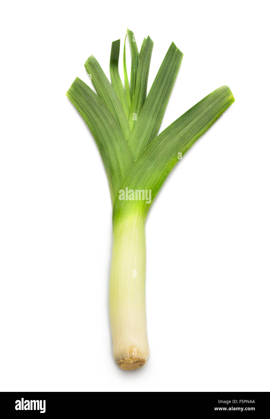 Green leek. Isolated over white background. Fresh vegetables Stock ...