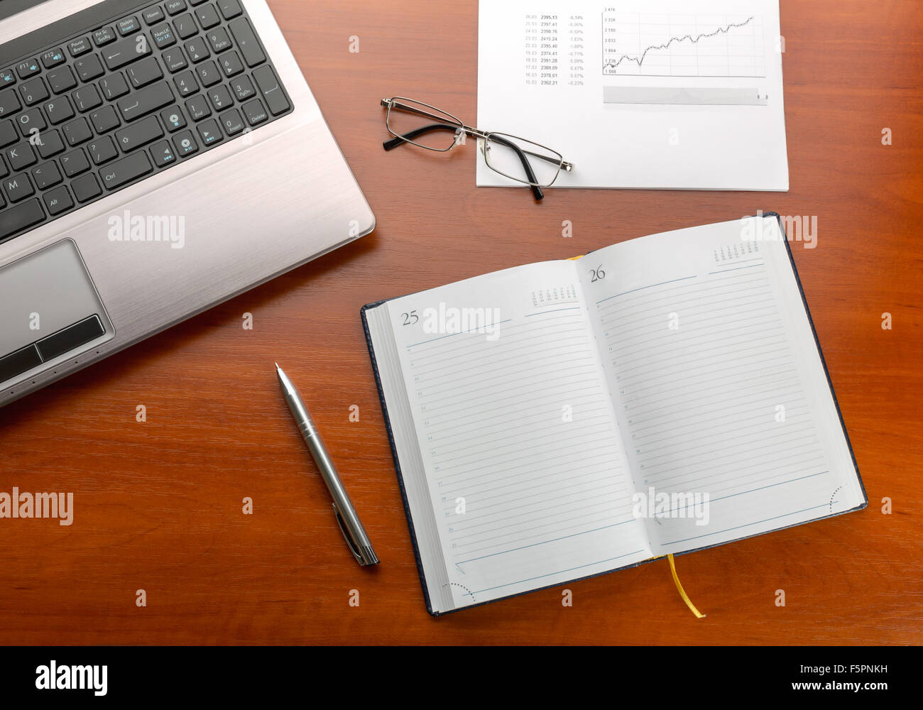Office table with different objects Stock Photo - Alamy