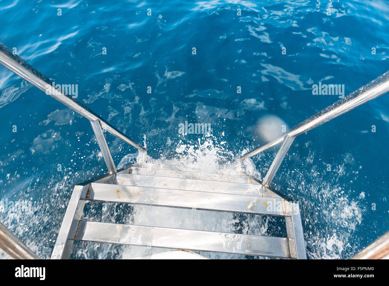 Ship ladder and blue sea closeup picture Stock Photo - Alamy