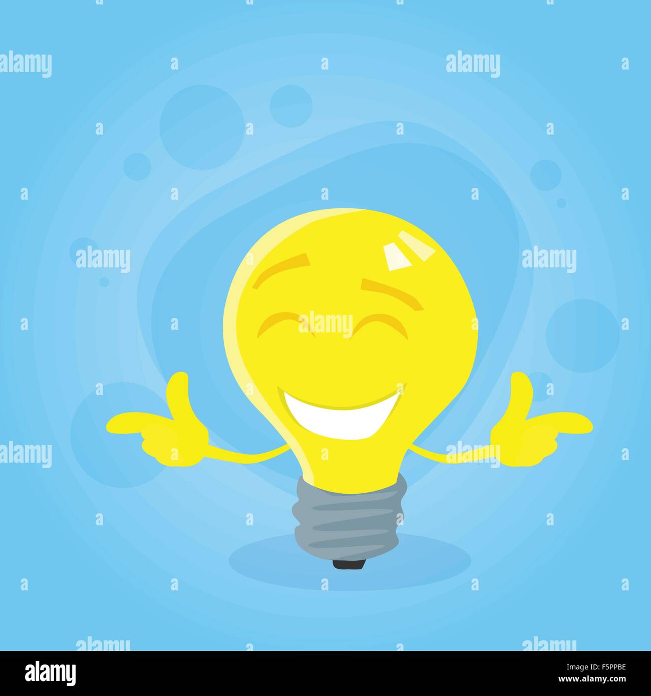 Light Yellow Bulb Cartoon Character Concept Idea Emotion Happy Smile ...