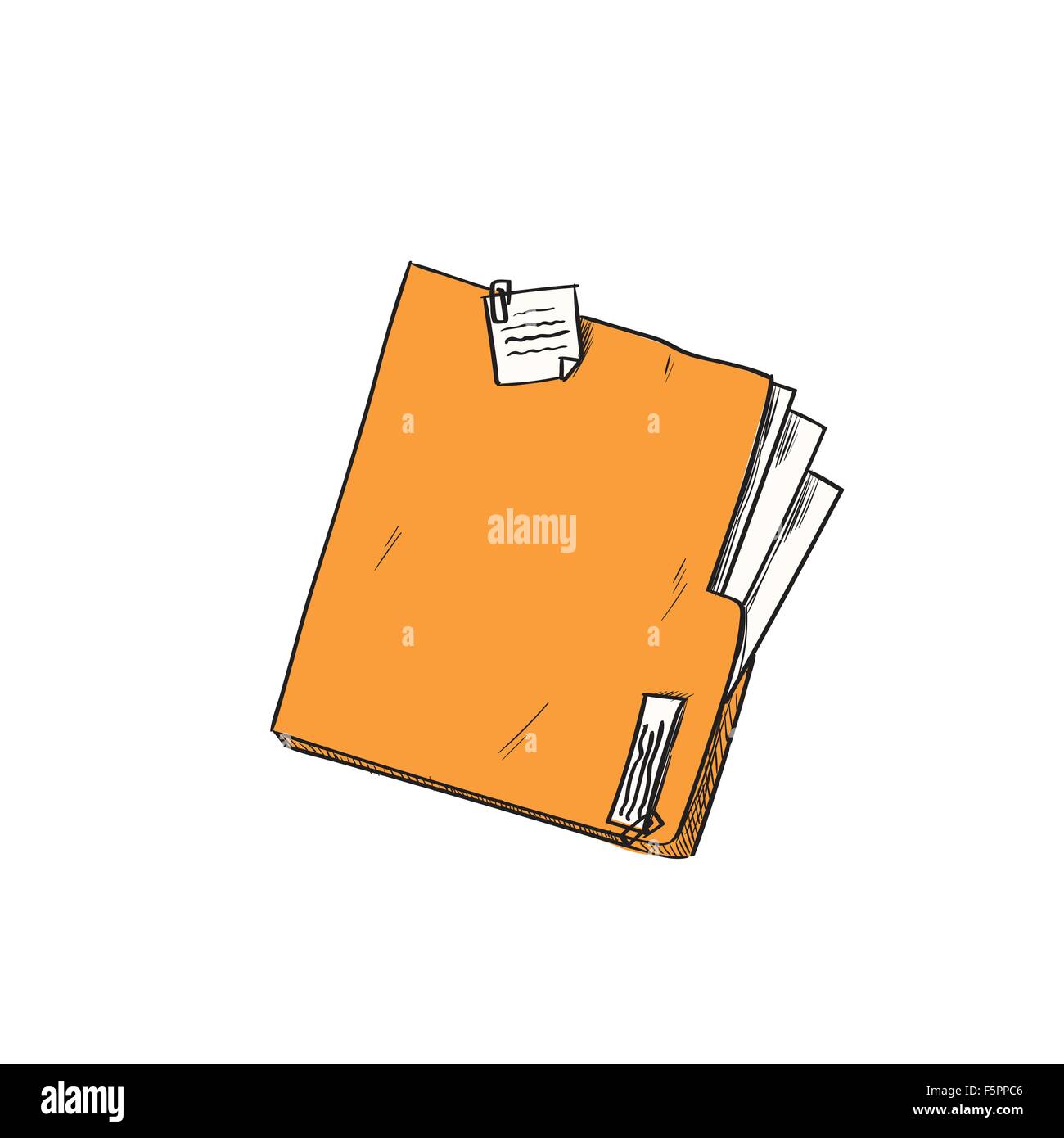 Folder Orange Paper Document File Sketch Retro Stock Vector Image & Art ...