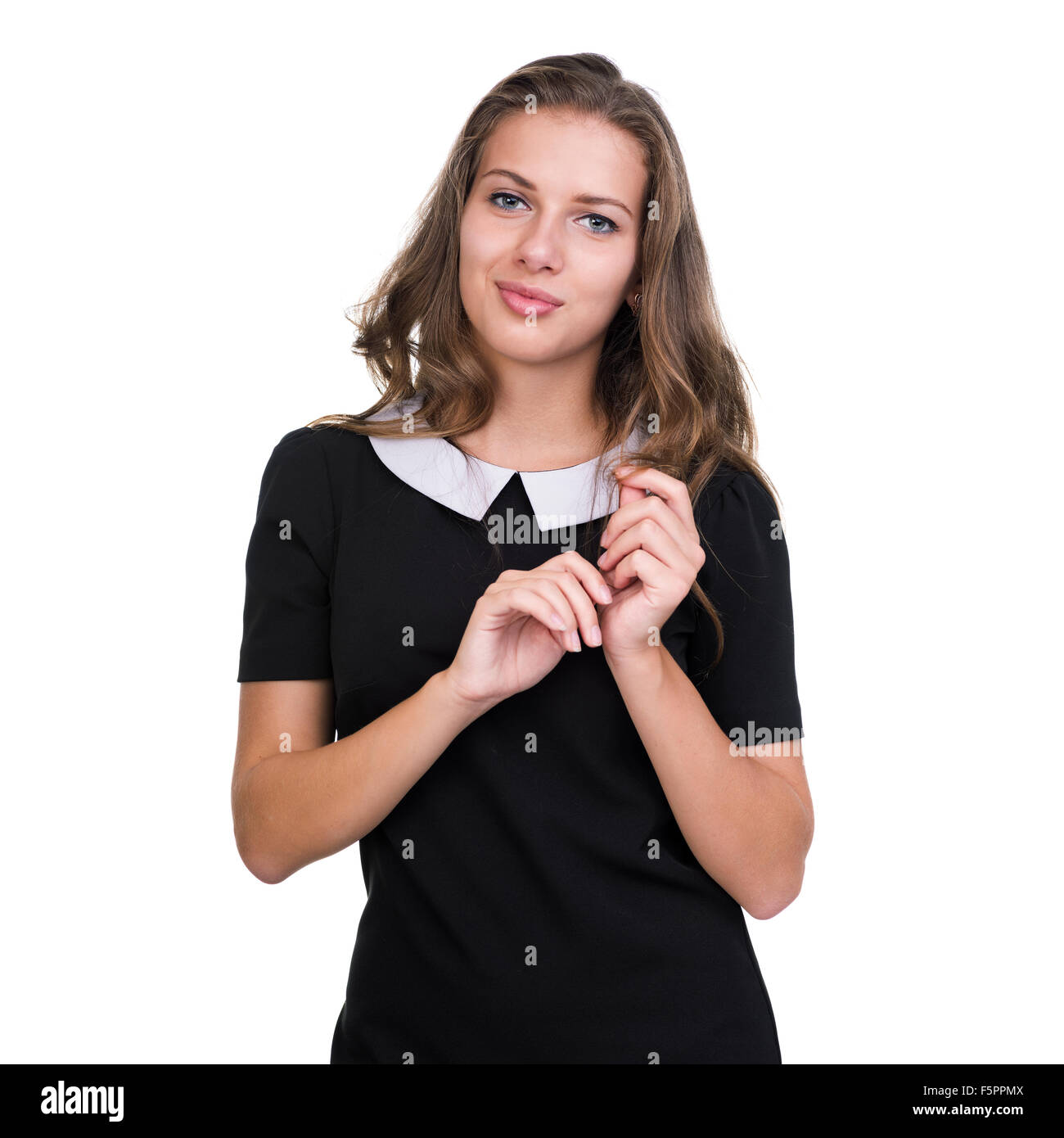 Beautiful woman portrait smiling isolated over a white Stock Photo - Alamy Beautiful woman portrait smiling isolated over a white Stock Photo - Alamy