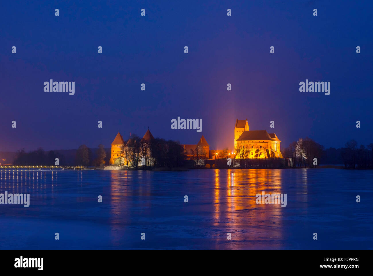 Trakai Castle winter night, Lithuania Stock Photo - Alamy