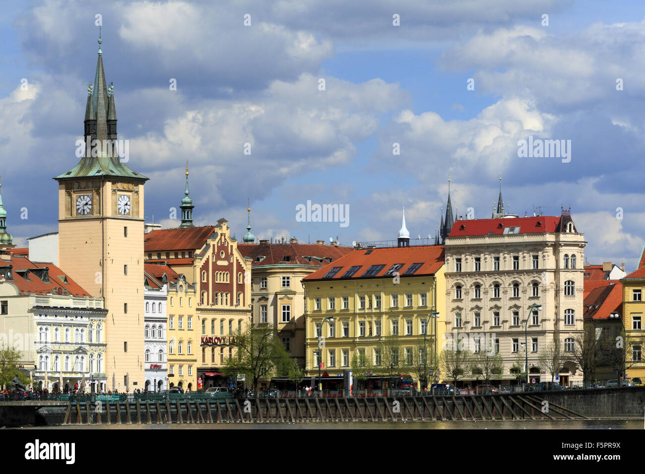 Colored buildings near the Charles Bridge in Prague, Czech Republic ...