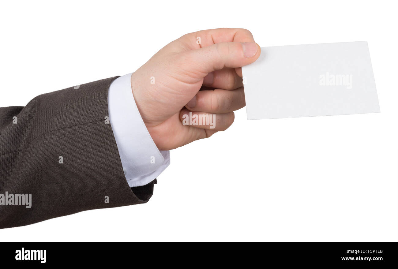Mans hand holding edge of empty paper Stock Photo - Alamy