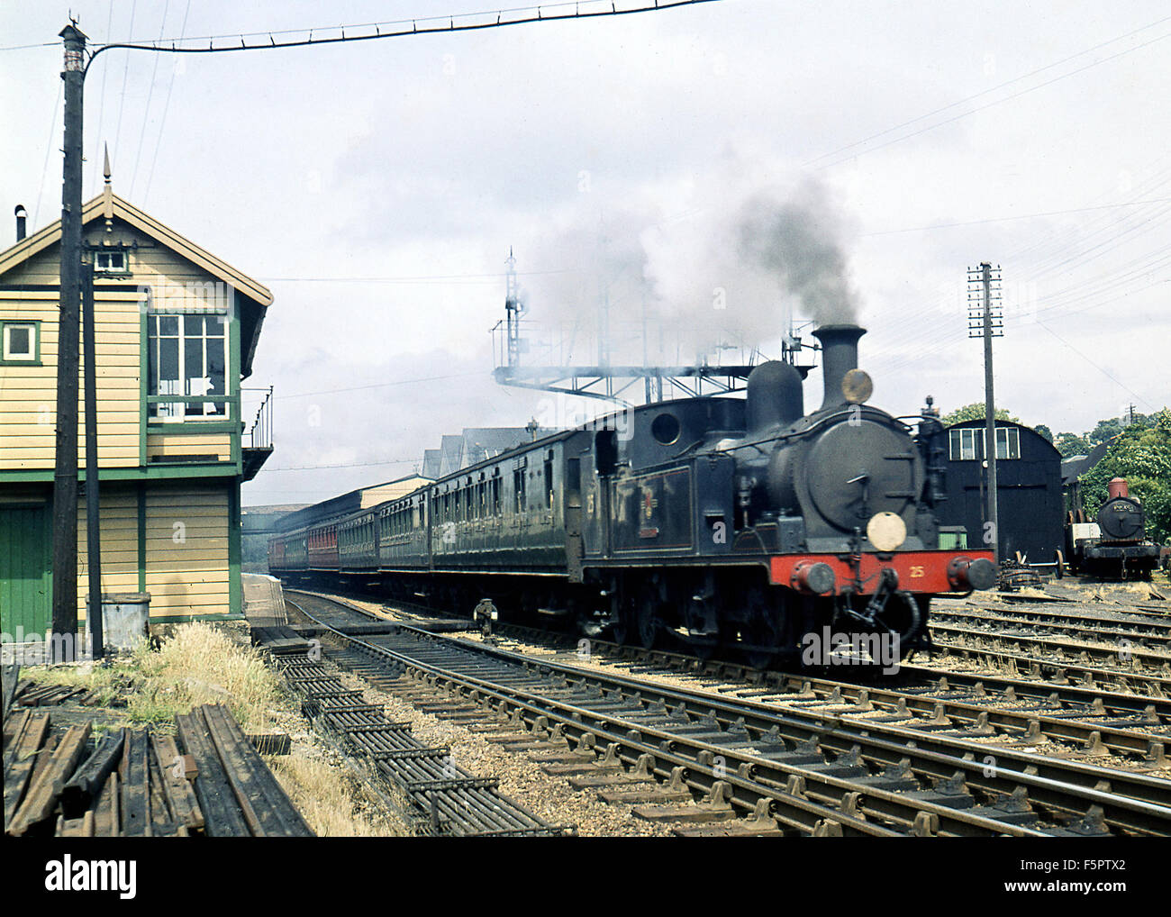 Steam train at Ryde St John's Road railway station on the Island Line ...