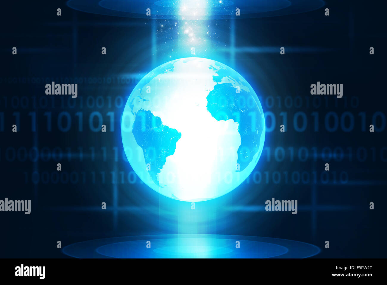 Earth on abstract blue background Stock Photo - Alamy