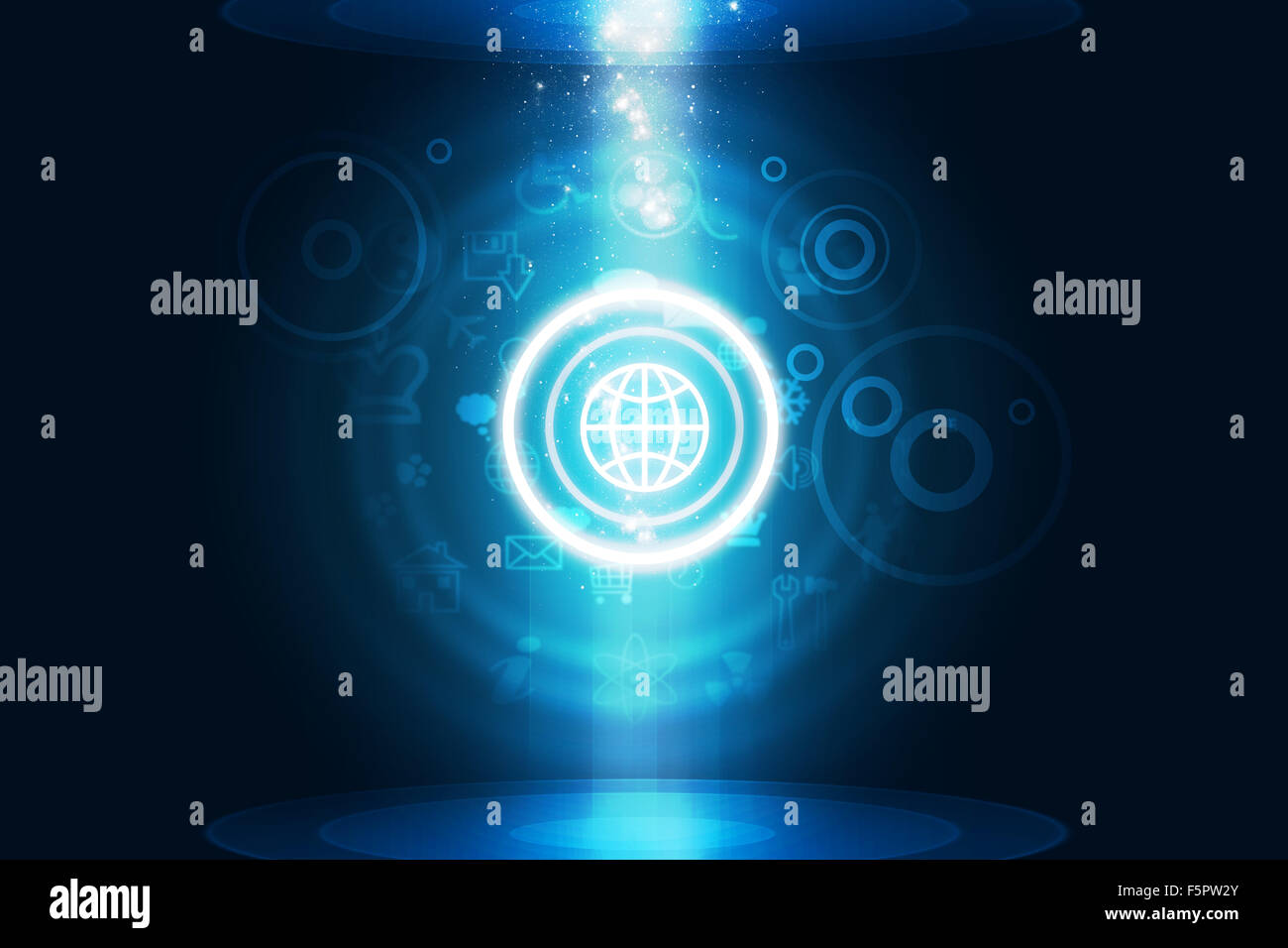 Abstract blue background with computer icons Stock Photo - Alamy