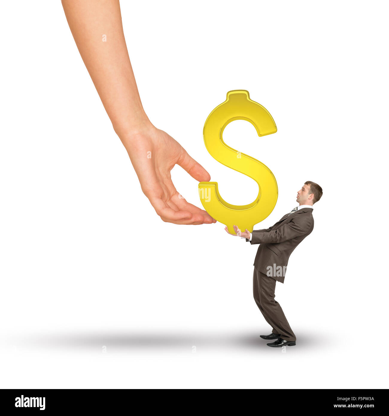 Hand giving dollar sign to businessman Stock Photo - Alamy
