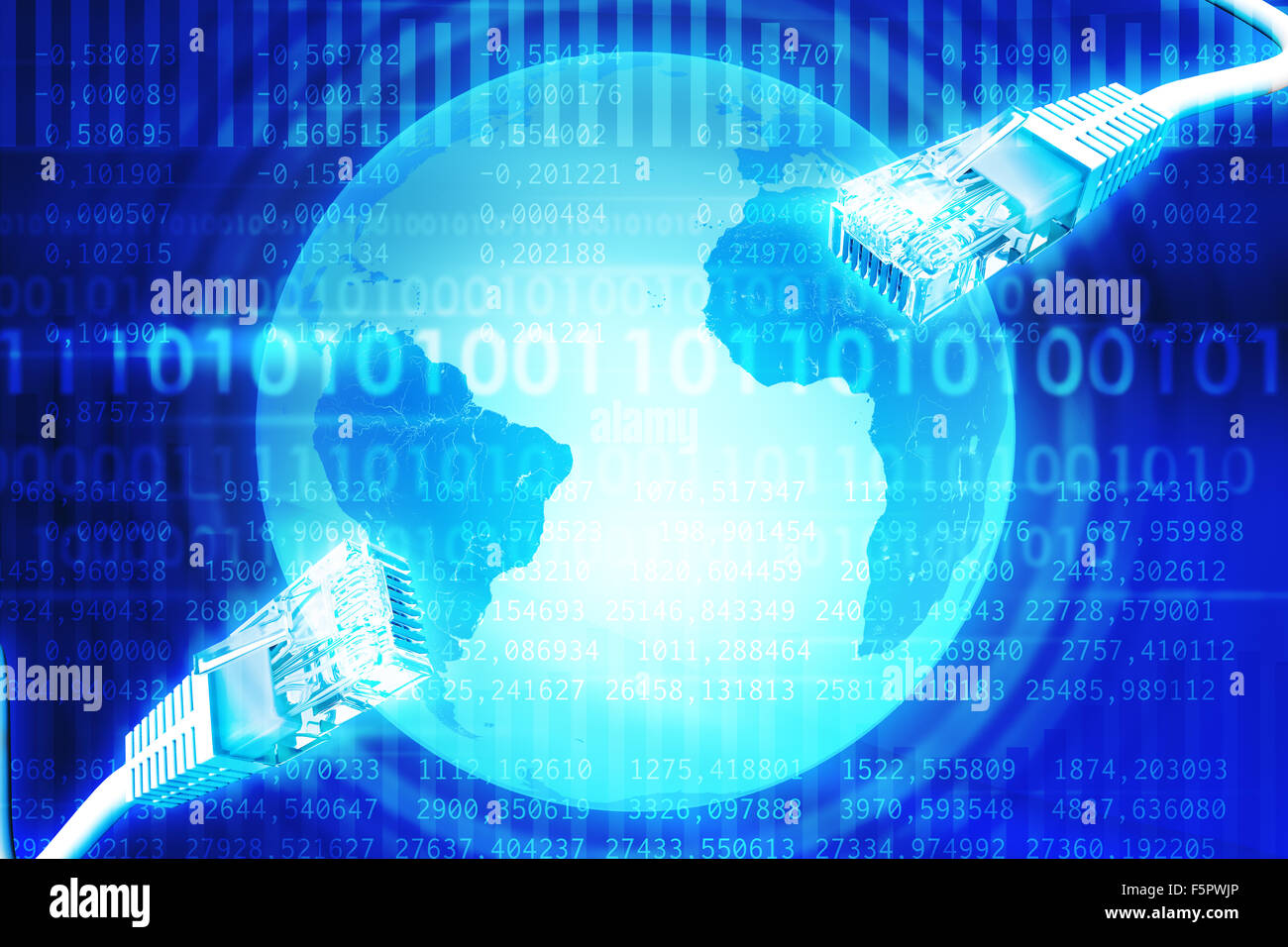 Earth with cables on abstract background Stock Photo - Alamy