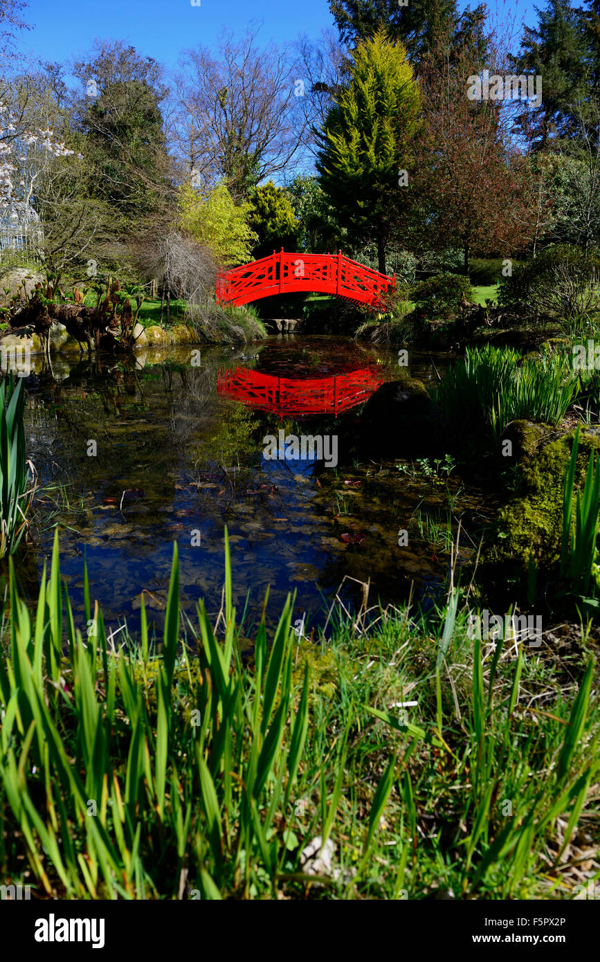 Knockanree Gardens spring red wooden arched bridge Chinese Asian ...