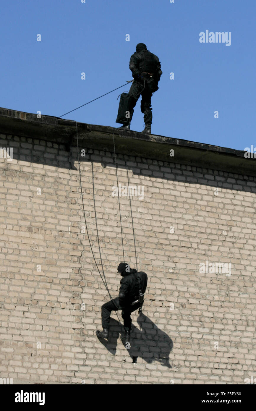 Subdivision anti-terrorist police during a black tactical exercises ...
