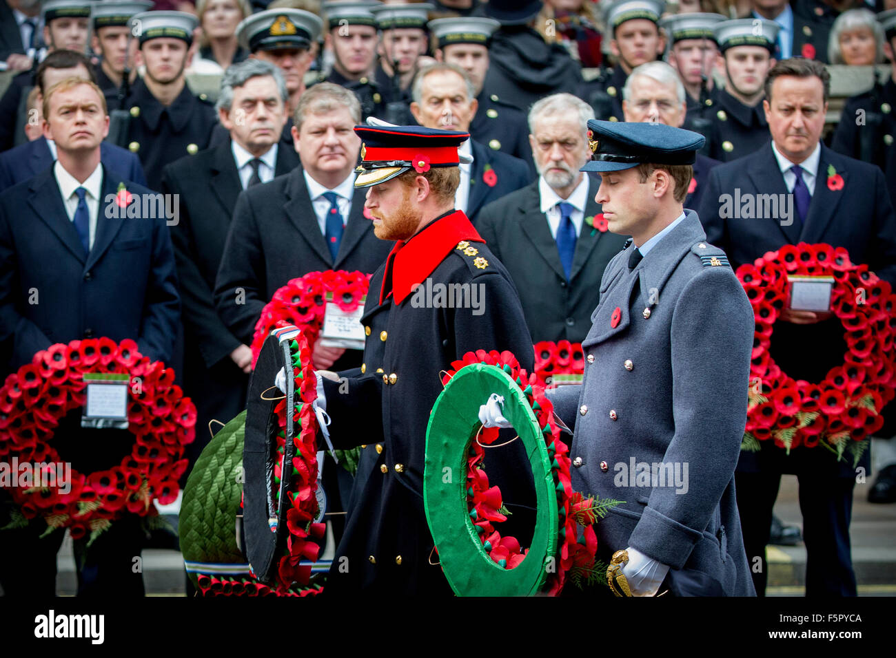 London, UK. 08th Nov, 2015. Britain's Prince Harry (center, L-R) and ...