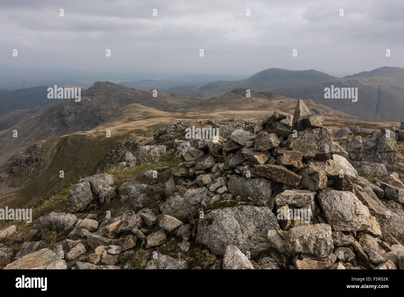 looking back toward wetherlam way in the distance Stock Photo - Alamy