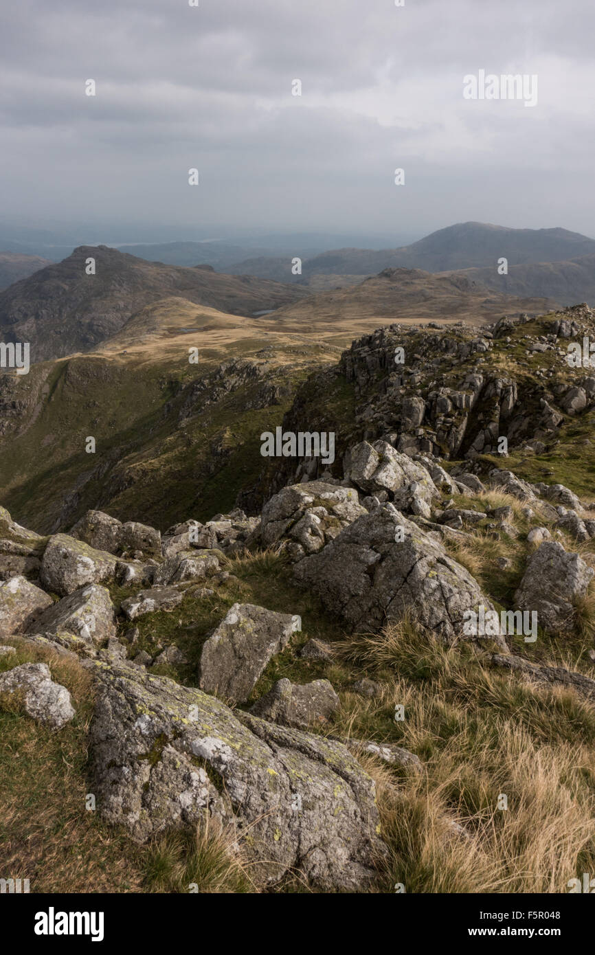 looking back toward wetherlam way in the distance Stock Photo - Alamy