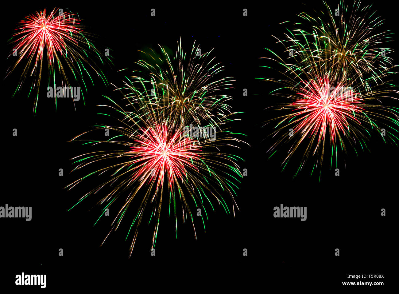 Fireworks over the city celebrate in happy festival Stock Photo - Alamy