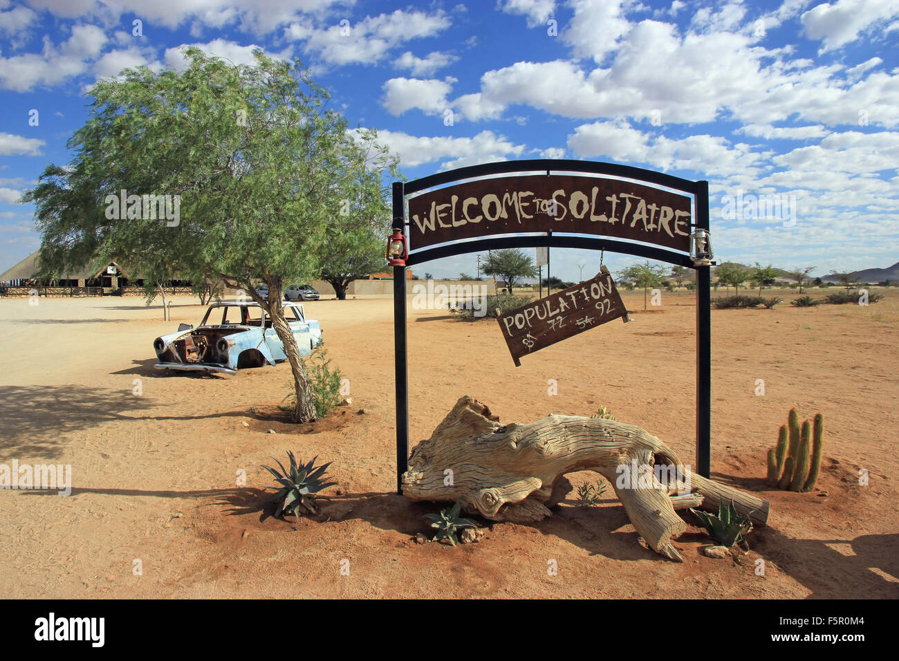 Welcome to Solitaire sign, Namibia Stock Photo - Alamy