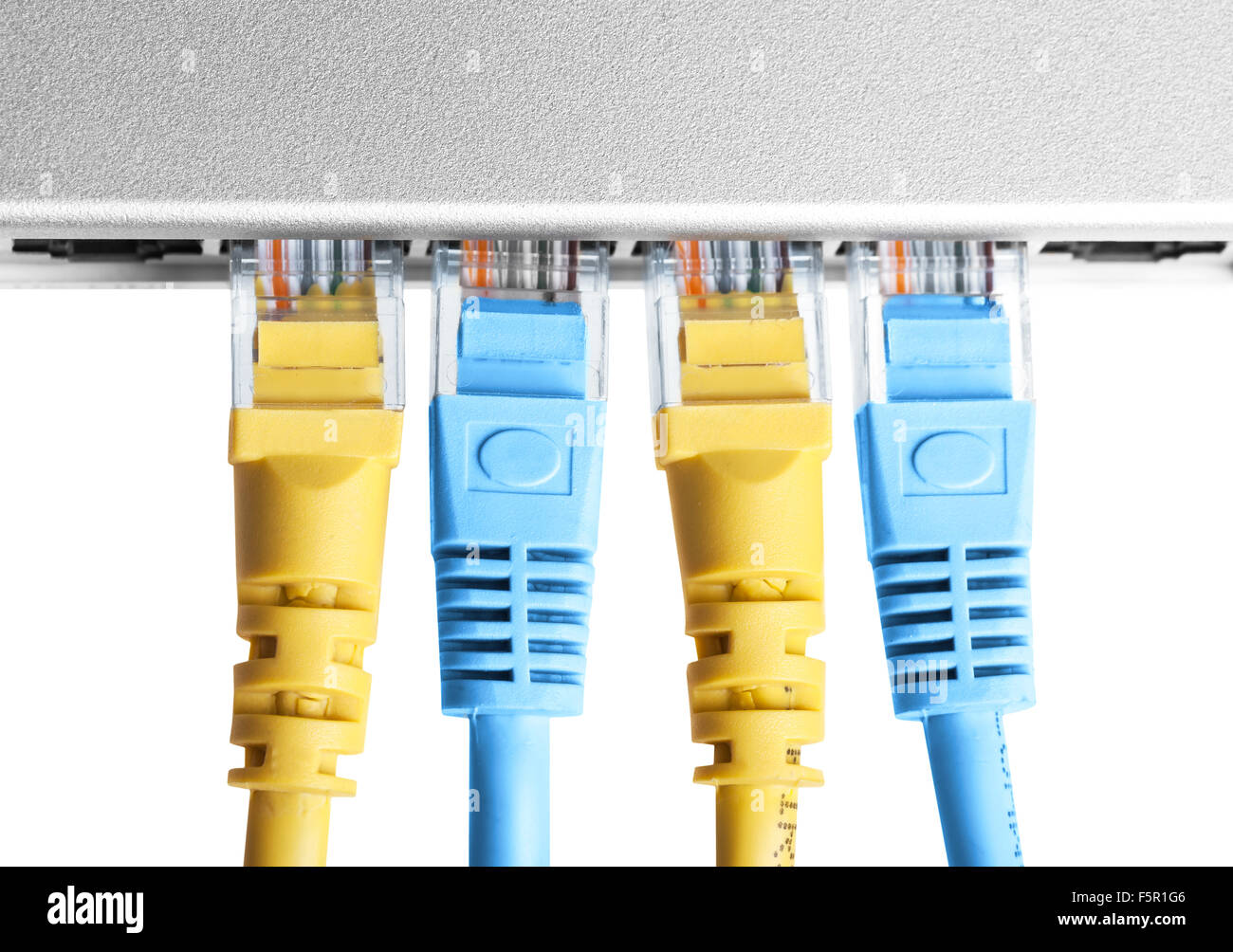 router with wires closeup on a white background Stock Photo - Alamy