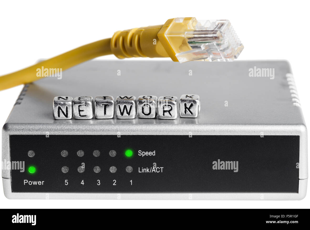 router with wires closeup on a white background Stock Photo - Alamy