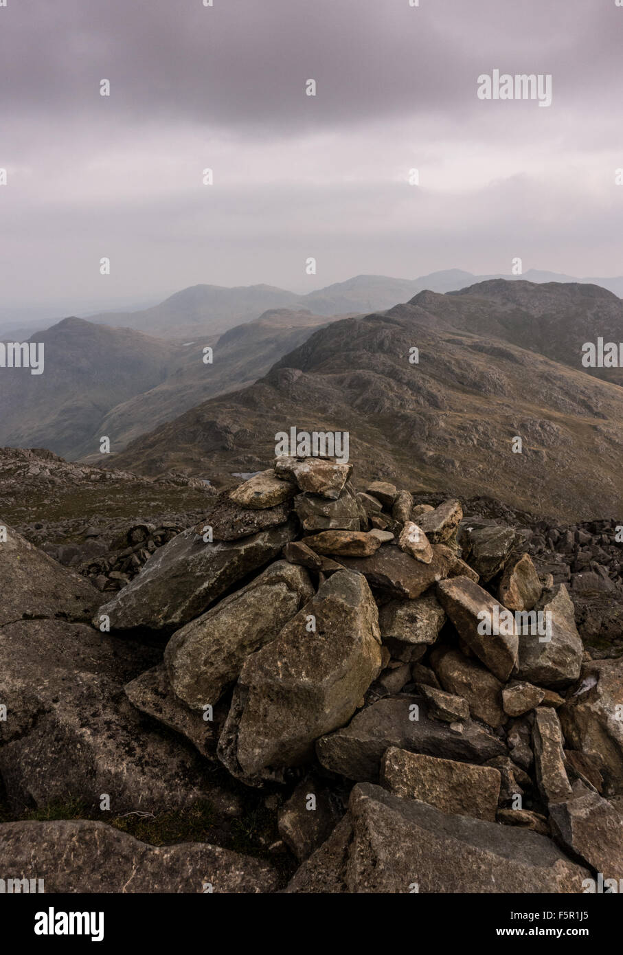 from the summit of Bowfell, looking back across the crinkle crags then ...