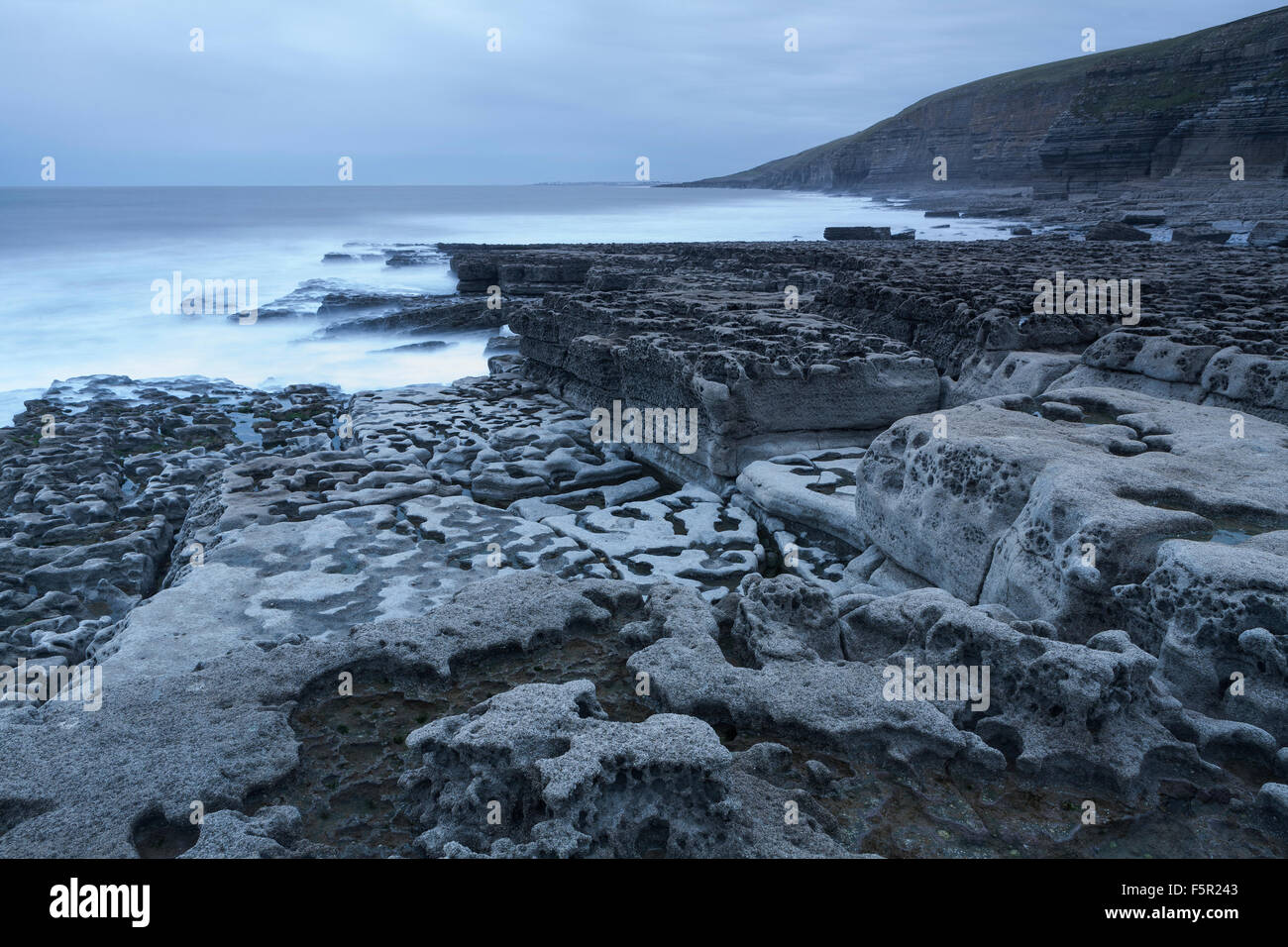 Beautiful rock formations at low tide at Southerndown, Vale of ...