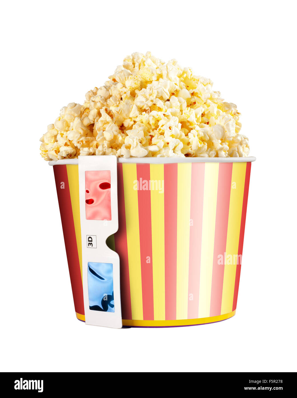 Bucket full popcorn 3d glasses Cut Out Stock Images & Pictures - Alamy