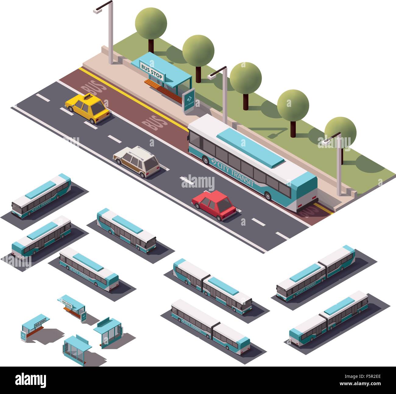 Bus terminal isometric design hi-res stock photography and images - Alamy