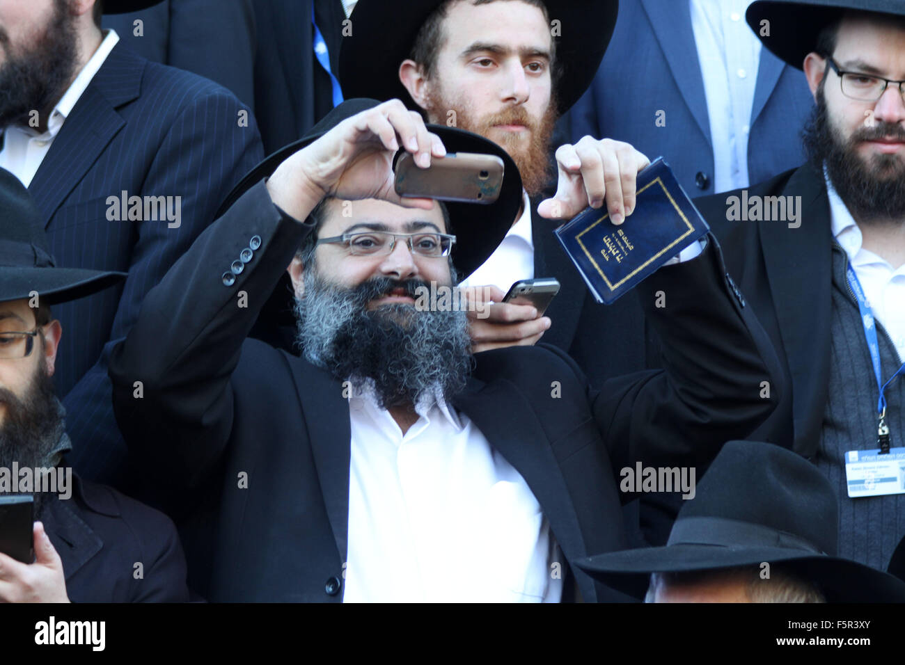 New York, New York, USA. 7th Nov, 2015. Rabbis are seen among a sea of ...