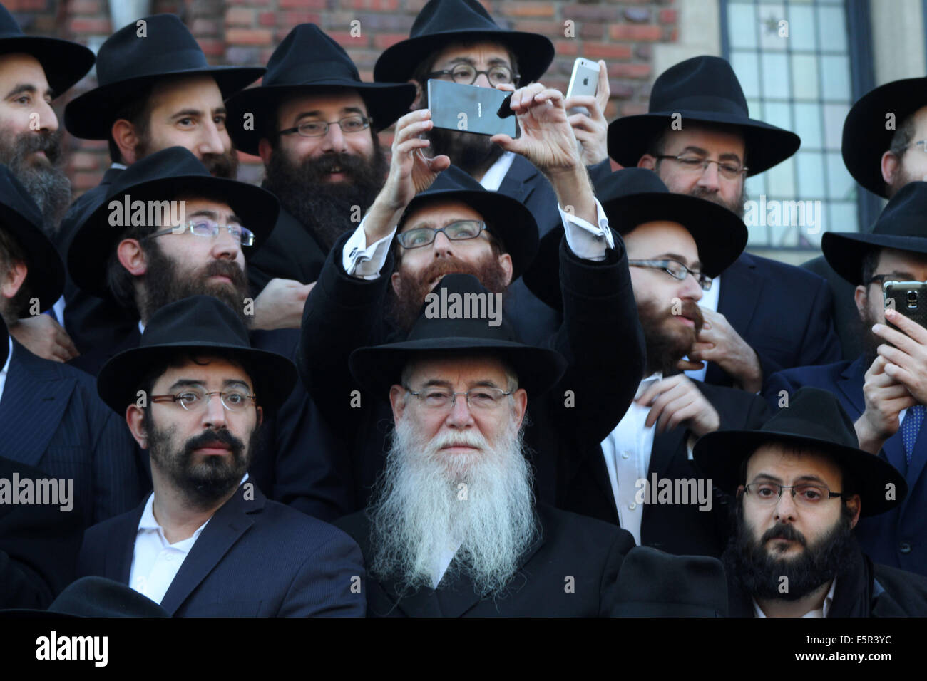 New York, New York, USA. 7th Nov, 2015. Rabbis are seen among a sea of ...