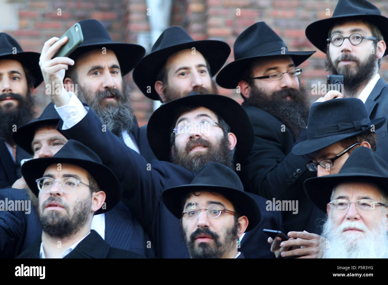 New York, New York, USA. 7th Nov, 2015. Rabbis are seen among a sea of ...