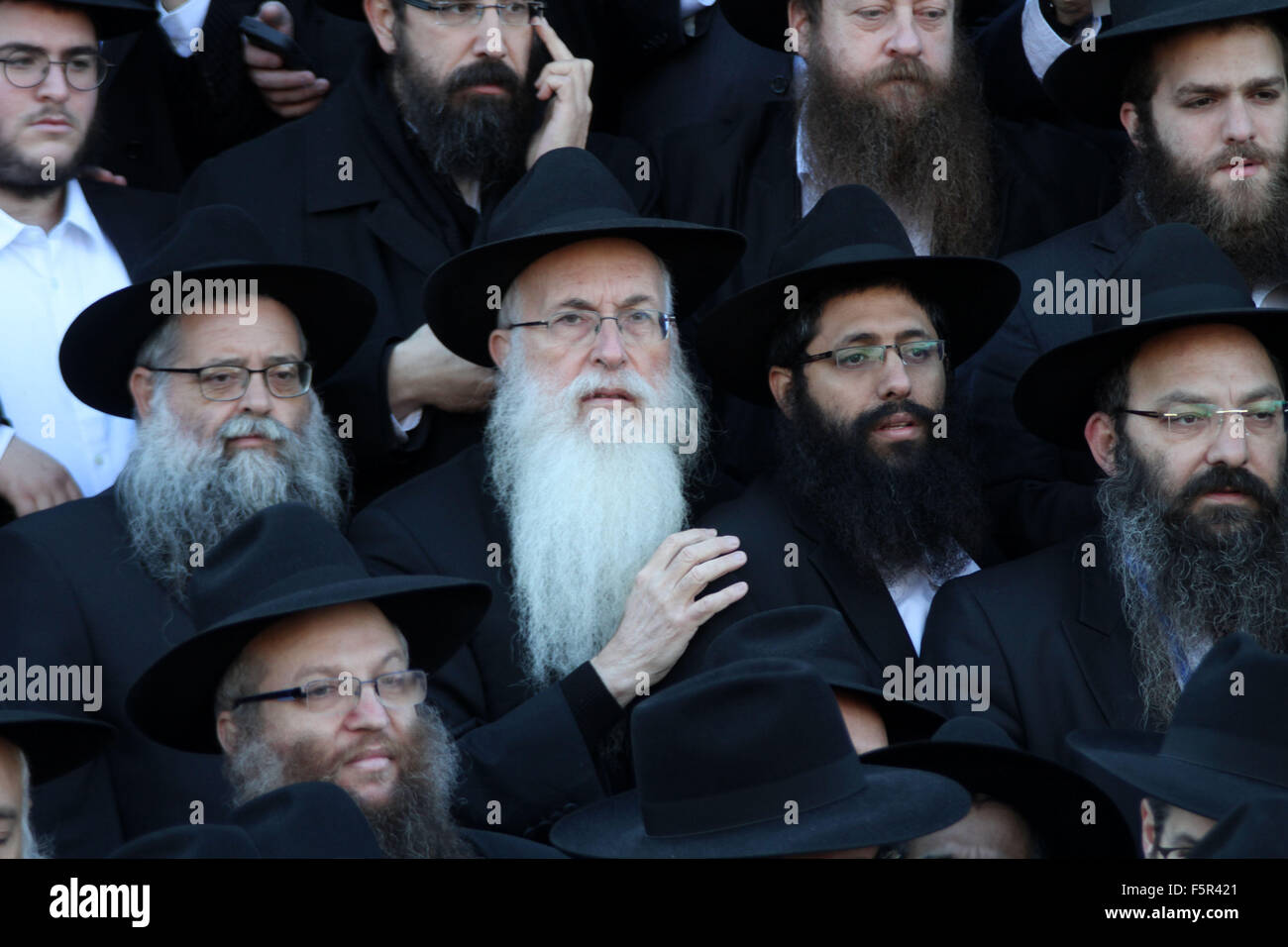 New York, New York, USA. 7th Nov, 2015. Rabbis are seen among a sea of ...