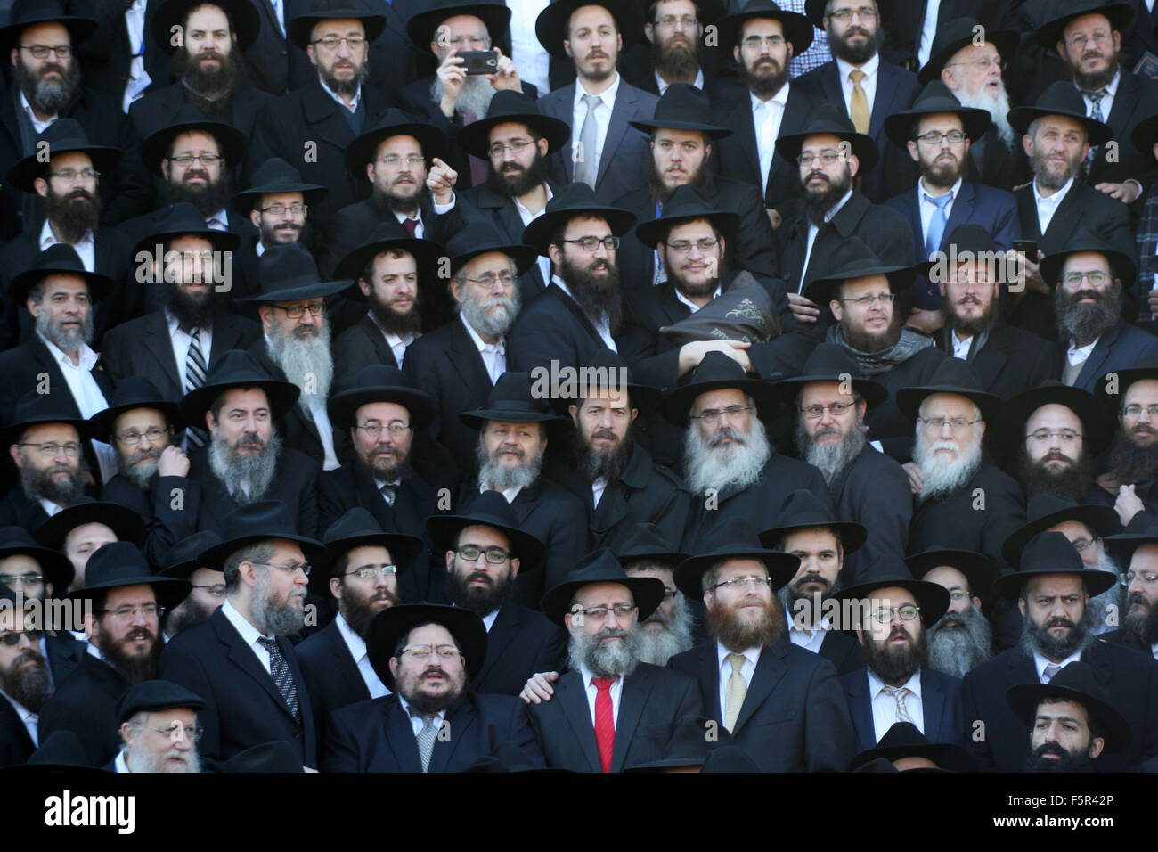 New York, New York, USA. 8th Nov, 2015. Rabbis are seen among a sea of ...