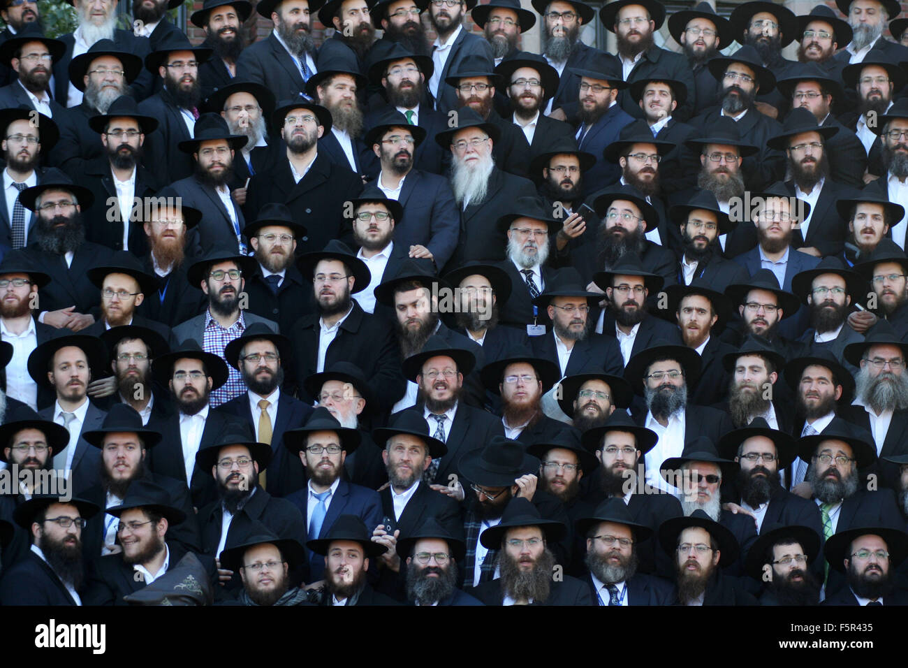 New York, New York, USA. 8th Nov, 2015. Rabbis are seen among a sea of ...