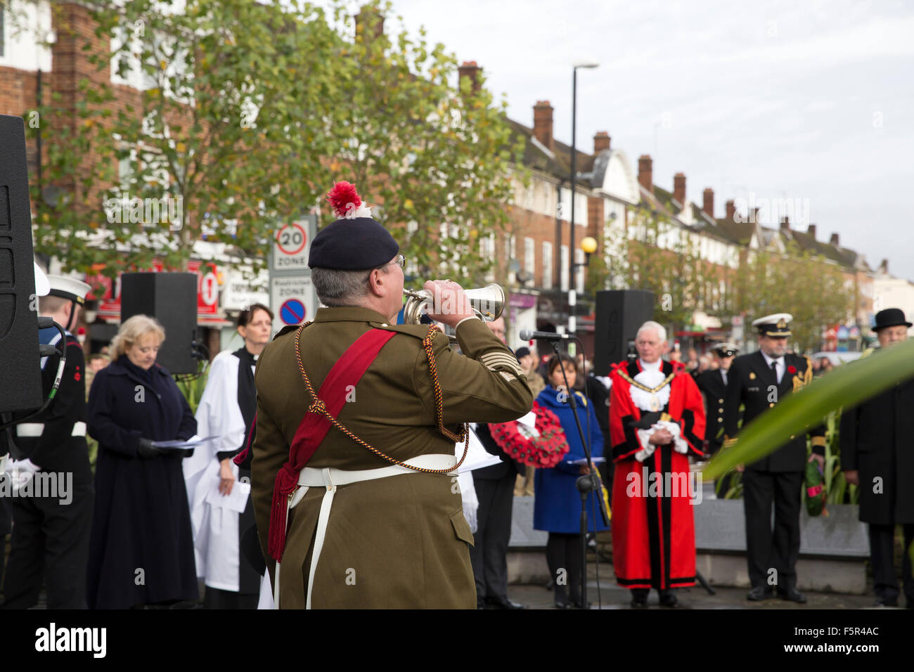 Orpington,UK,8th November 2015,A bugler plays the last post at a ...