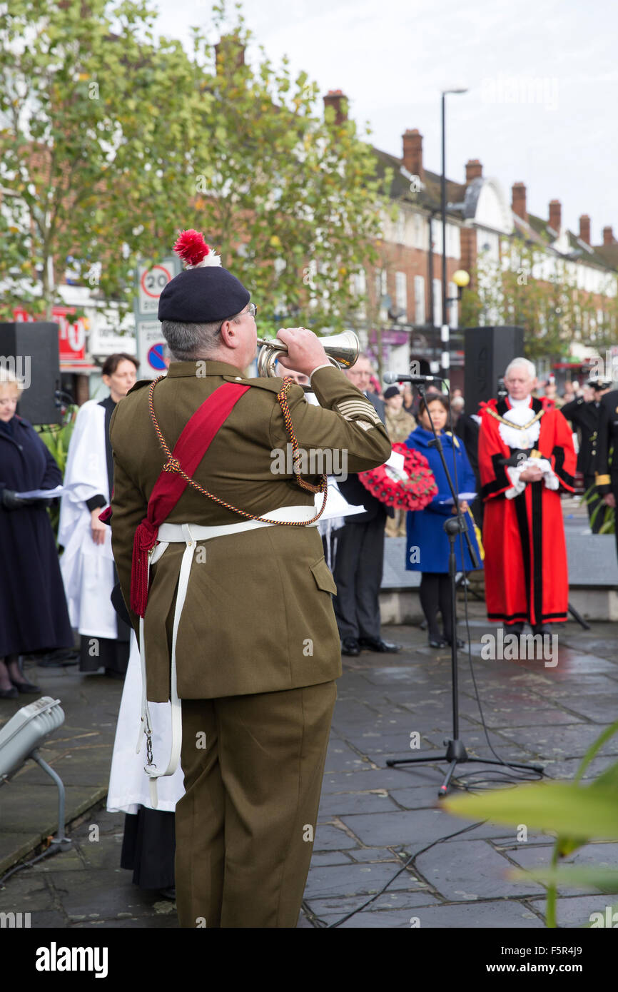 Orpington,UK,8th November 2015,A bugler plays the last post at a ...