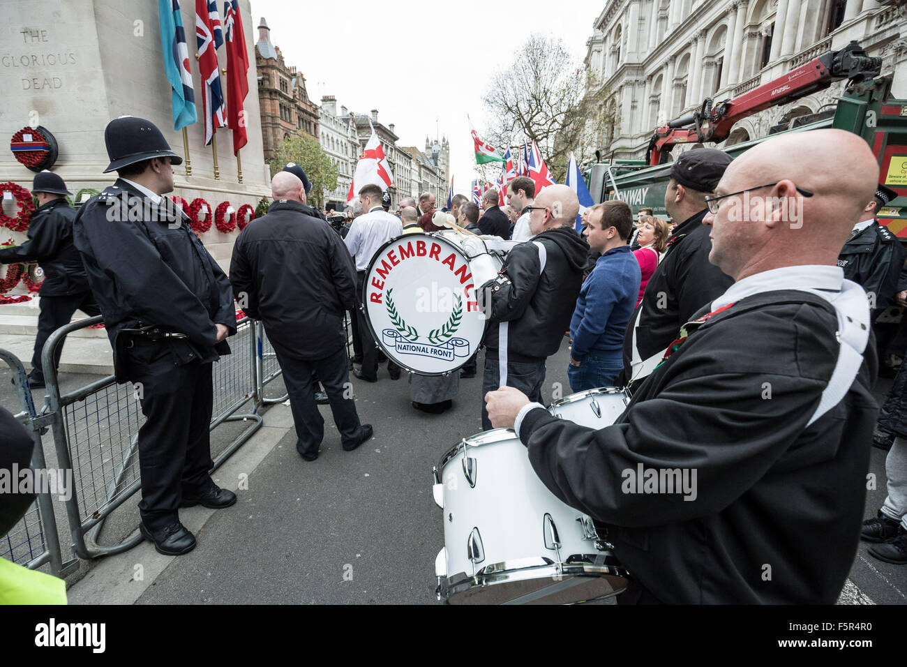 London, UK. 8th Nov, 2015. Far right National Front march to Cenotaph ...