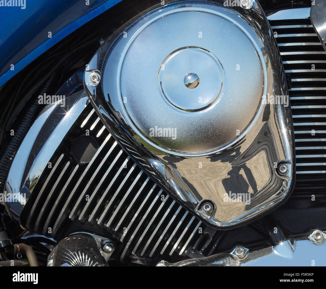 Closeup of chromed motorcycle engine Stock Photo - Alamy