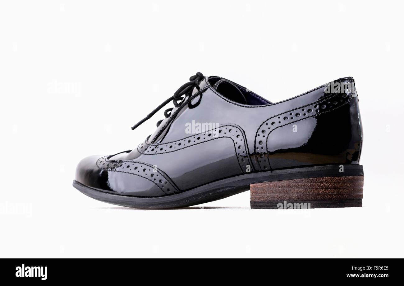 Footwear Concept. Horizontal Image. Pair of black female classic ...