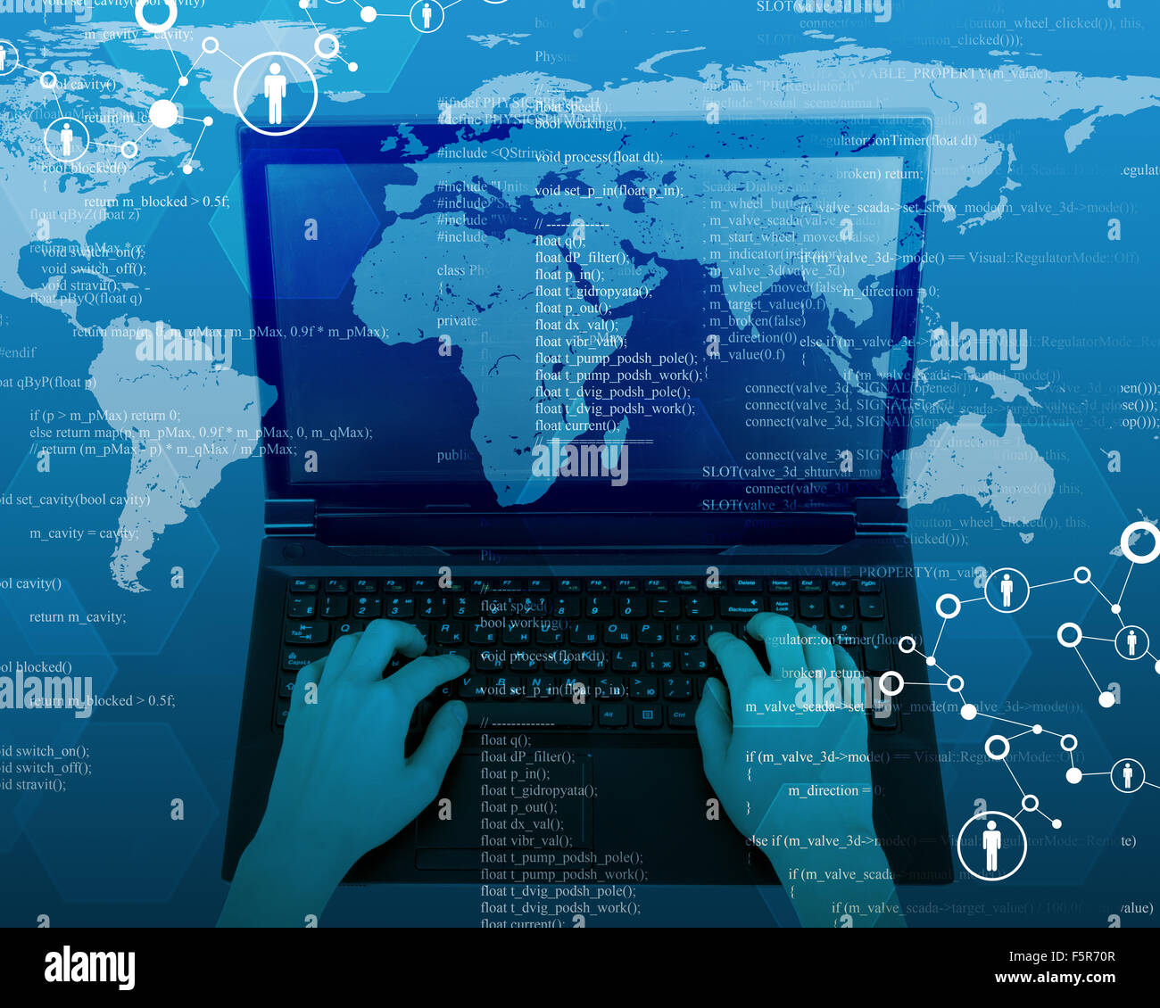 Womans hands with laptop and map Stock Photo - Alamy