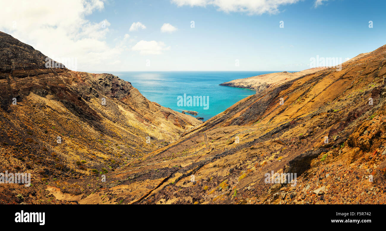 Panoramic view of the ocean bay and desert valley Stock Photo - Alamy