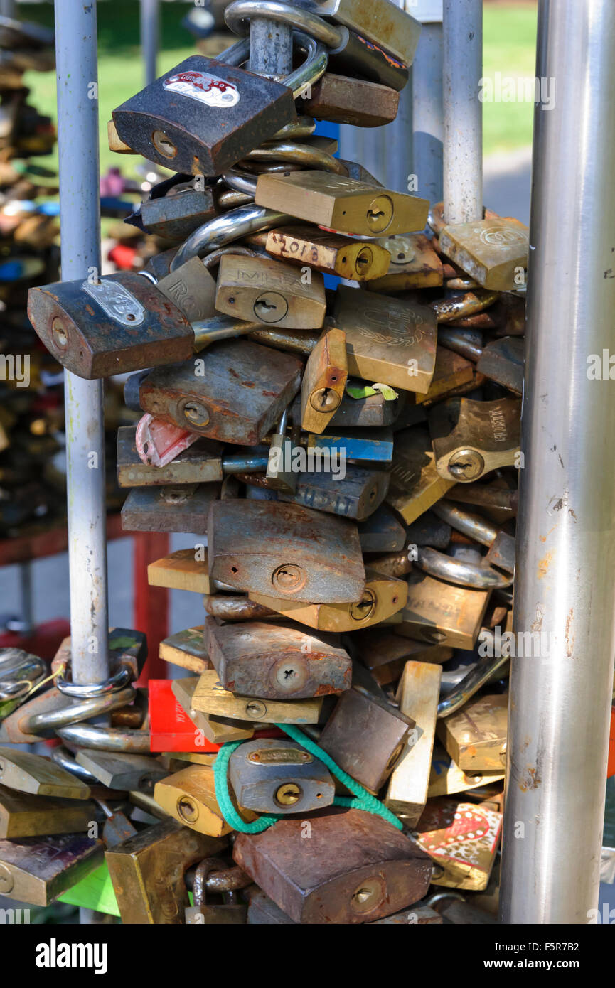 Locked padlock as a symbol of affection between couples in Elizabeth ...
