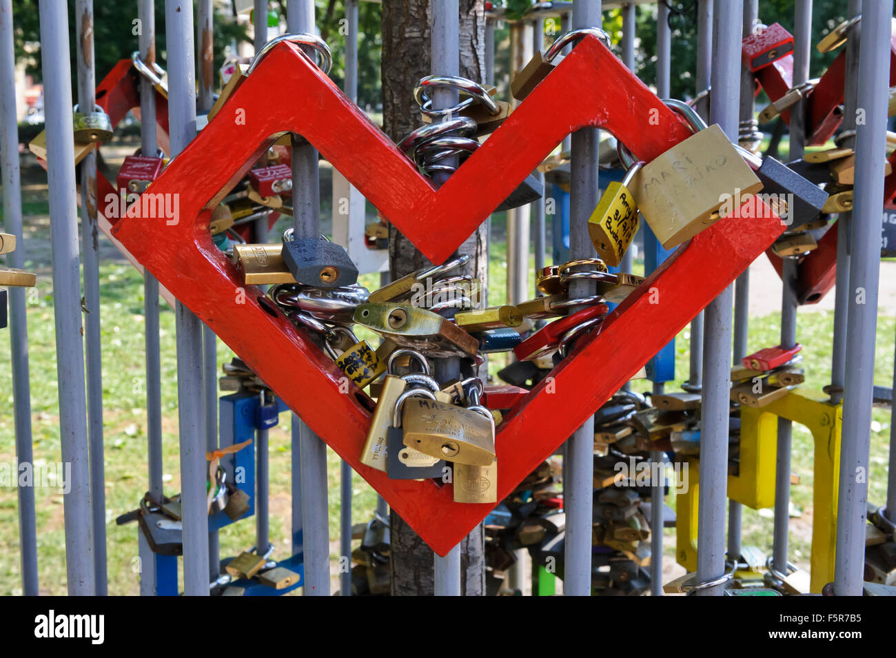 Locked padlock as a symbol of affection between couples in Elizabeth ...
