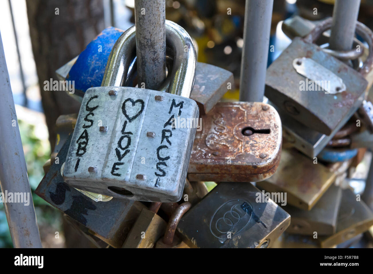 Locked padlock as a symbol of affection between couples in Elizabeth ...