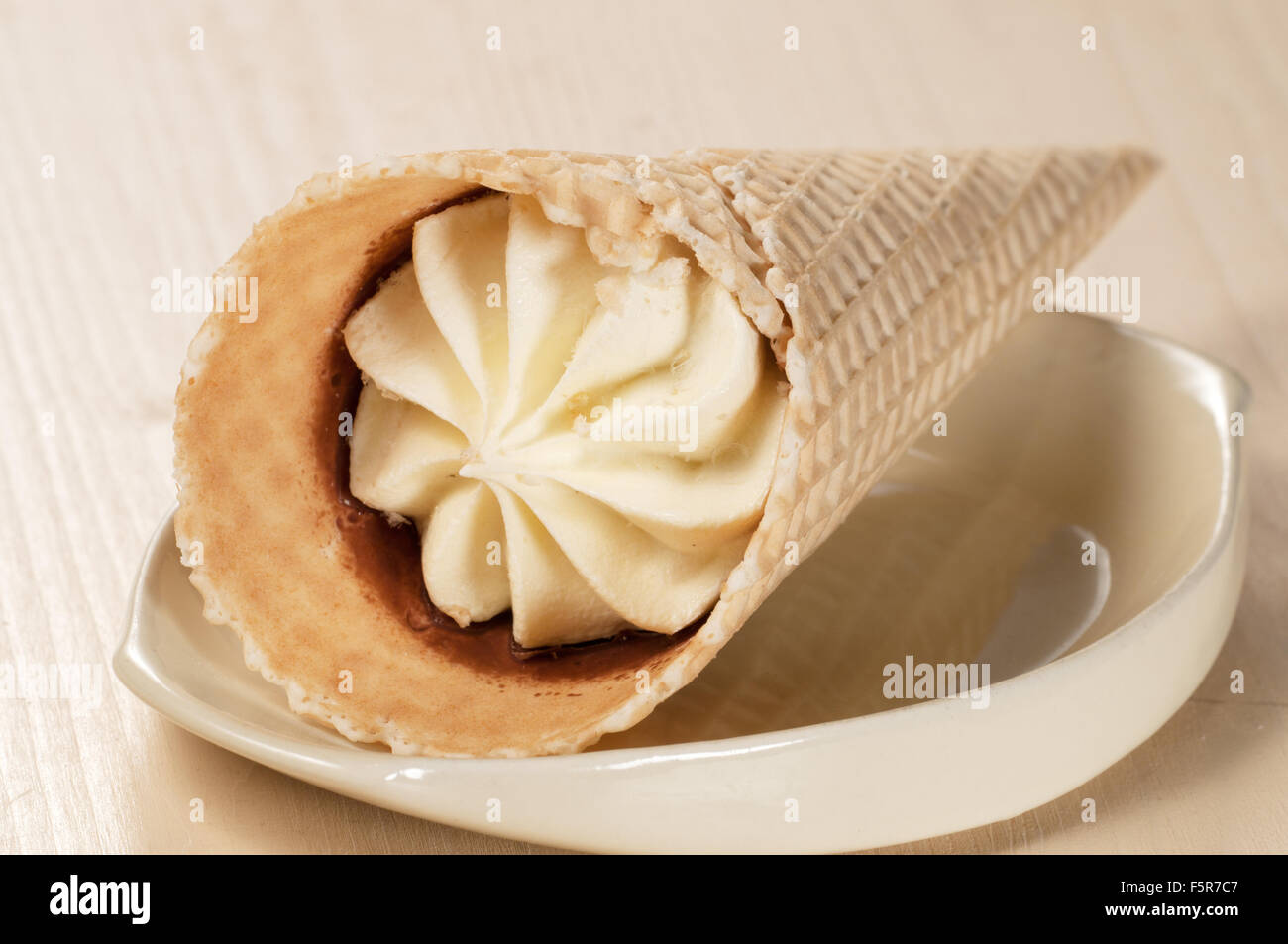 Ice-cream wafer cone with chocolate, closeup Stock Photo - Alamy