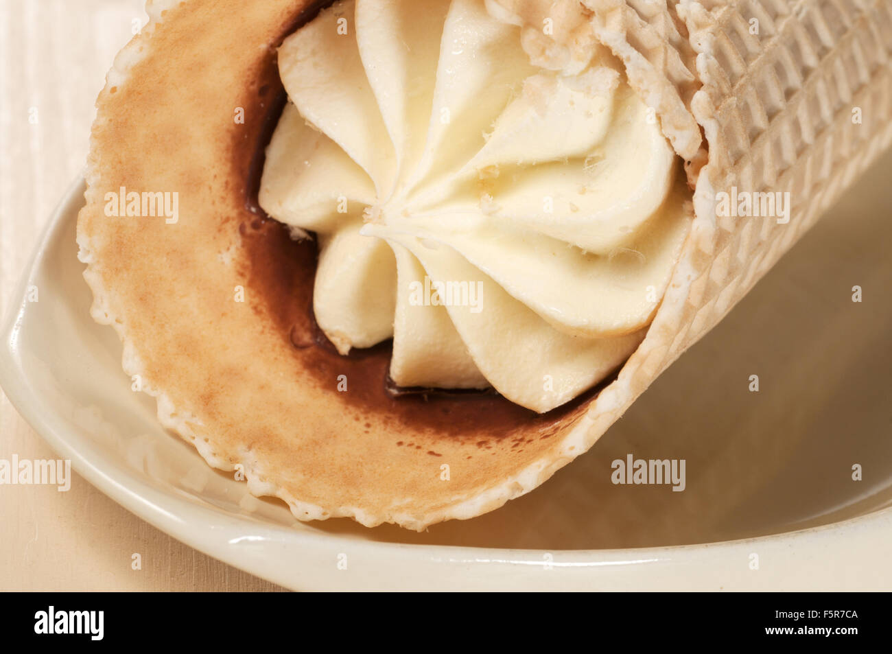 Ice-cream wafer cone with chocolate, closeup Stock Photo - Alamy