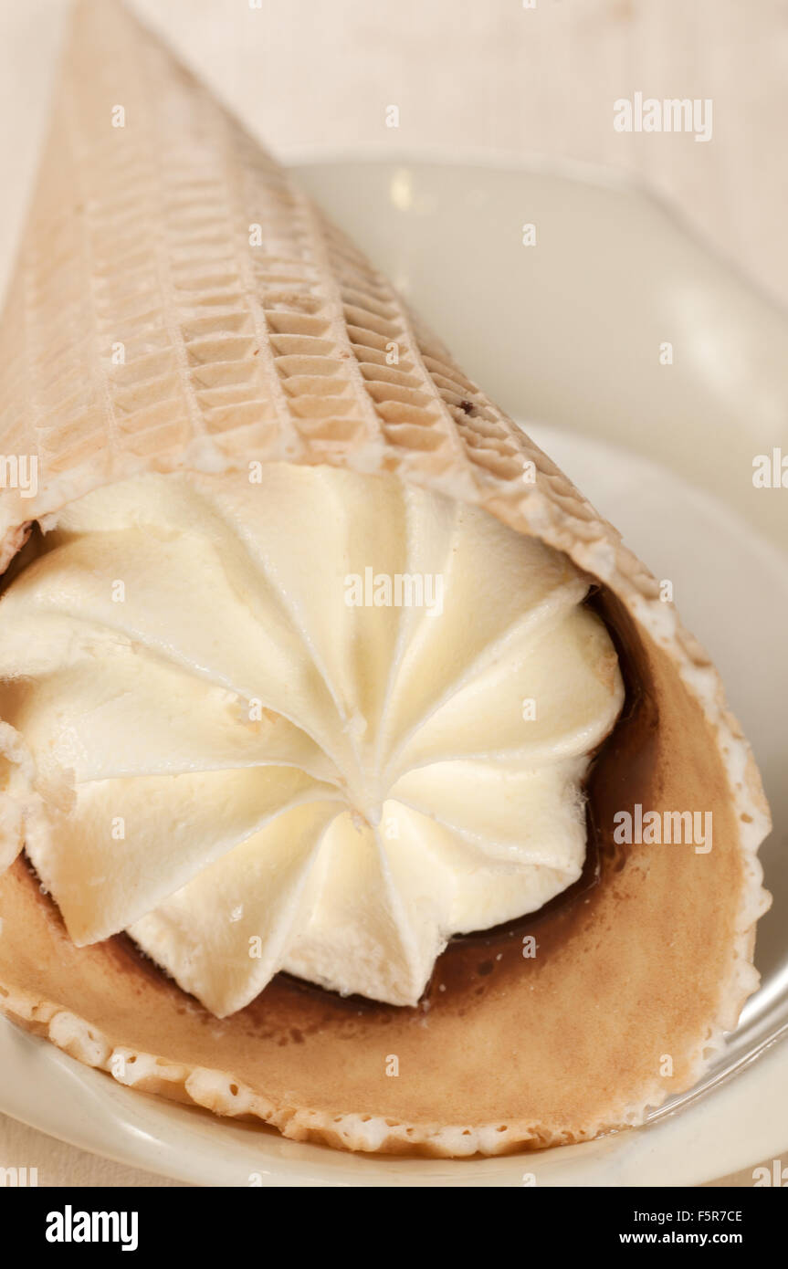 Ice-cream wafer cone with chocolate, closeup Stock Photo - Alamy