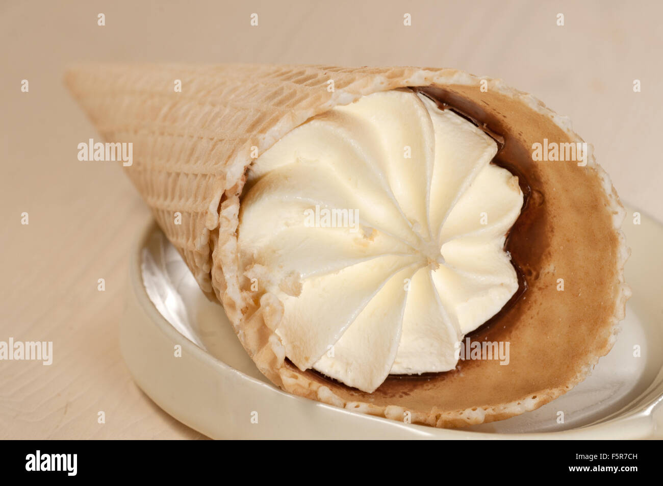 Ice-cream wafer cone with chocolate, closeup Stock Photo - Alamy